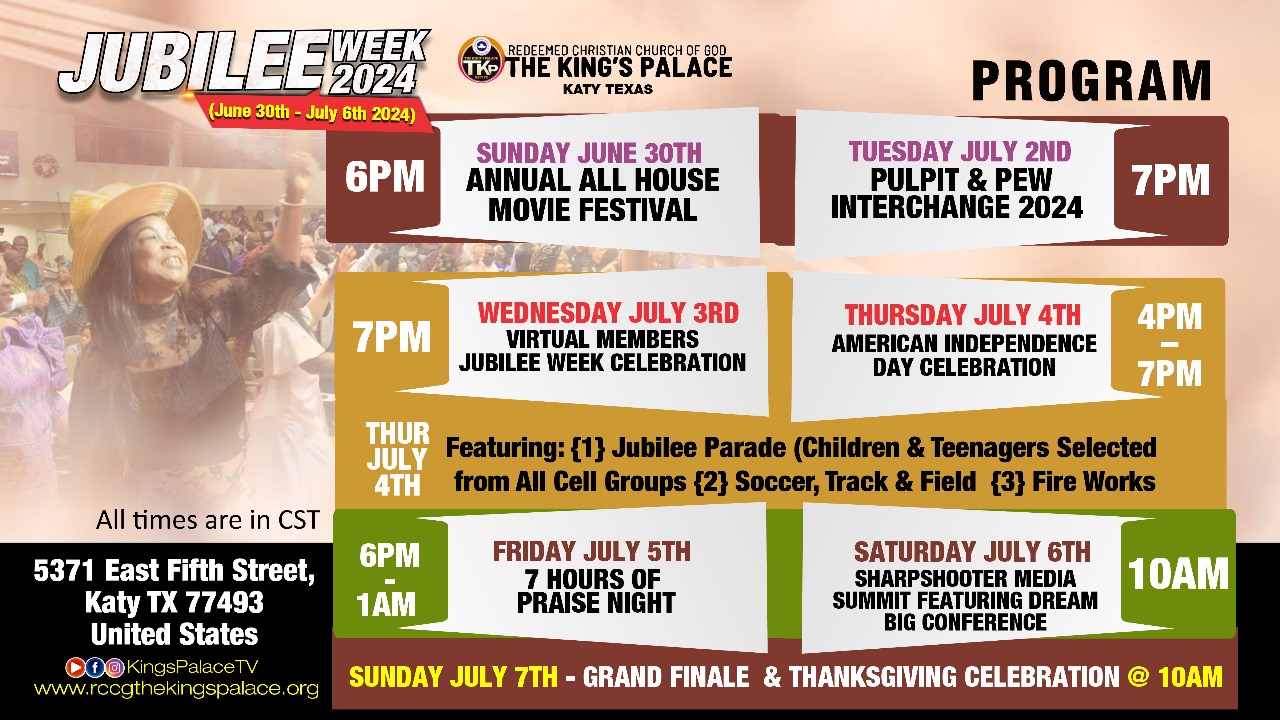 Jubilee Week Program – RCCG The Kings Palace
